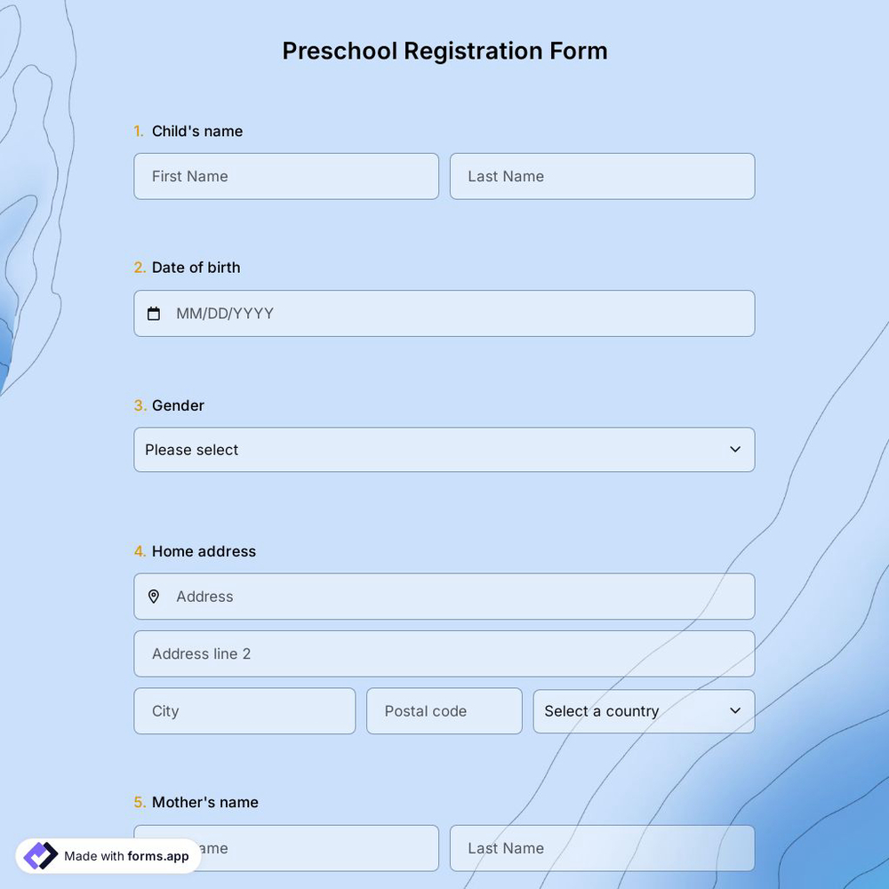 Free Online Preschool Registration Form Template - forms.app