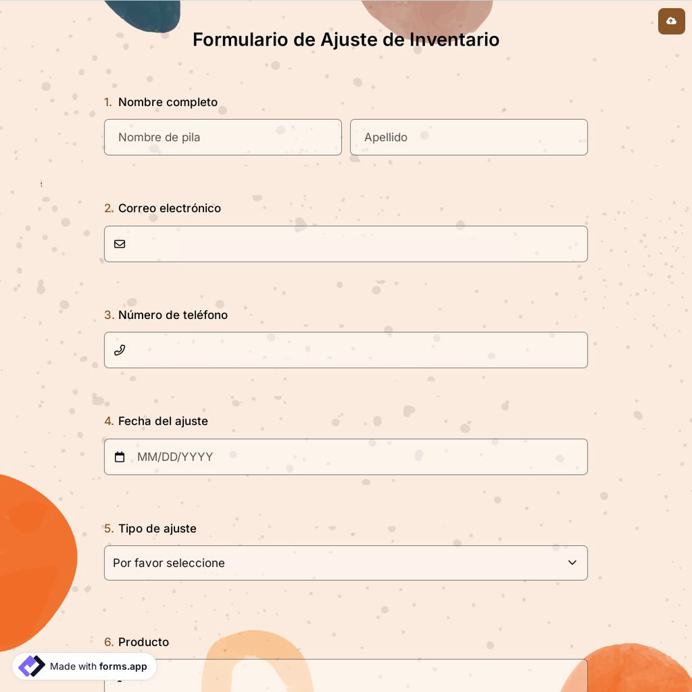 Formulario de Ajuste de Inventario Online Gratuito - forms.app