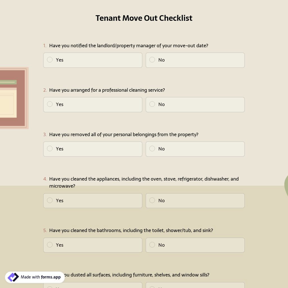 Free Online Tenant Move Out Checklist Template - forms.app