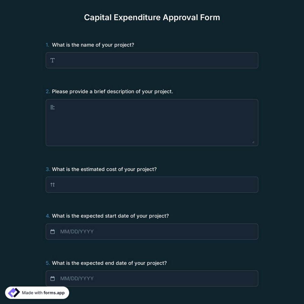 Free Online Capital Expenditure Approval Form Template - forms.app