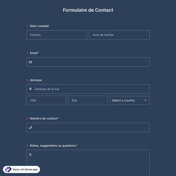 66+ Modèles de formulaire de contact - Exemples gratuits - forms.app