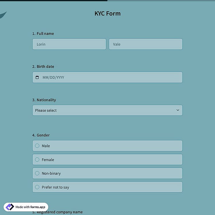 Free Online KYC Form Template