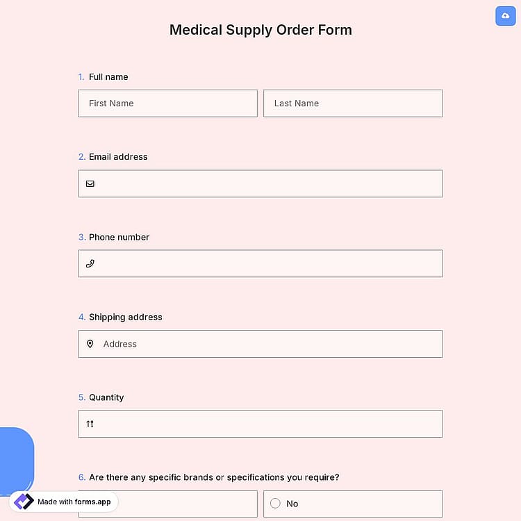 Free Online Medical Supply Order Form Template - forms.app