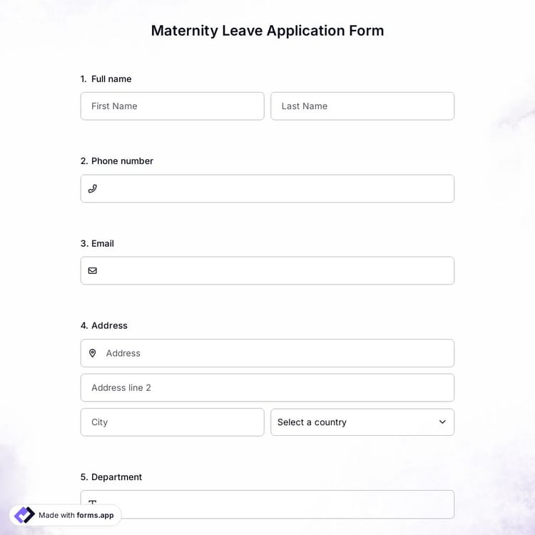 Free Online Maternity Leave Application Form Template Forms app
